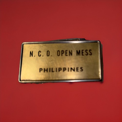 VINTAGE N.C.O. OPEN MESS PHILIPPINES Stainless & Brass Money Clip ...