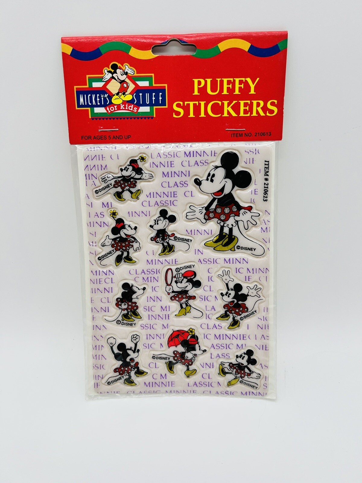 Mickey's Stuff For Kids - Minnie Mouse Puffy Stickers New Vintage In ...