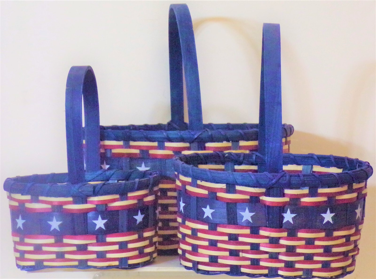 Red, White & Blue baskets - set of 3 - oval baskets | eBay