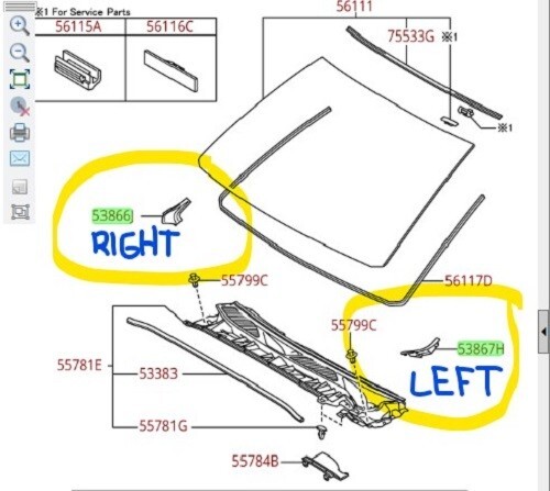 10-24 4RUNNER NEW GENUINE TOYOTA RIGHT FENDER TO COWL HOOD SIDE SEAL ...