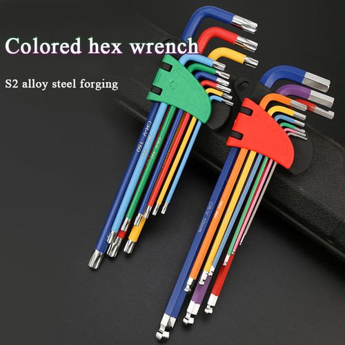Key Key Set Hex Metric 9Pc Ball End Long Pliage Farbfarbe Code Design ...