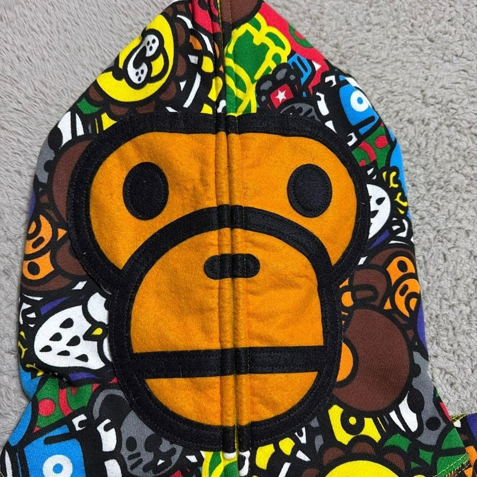BAPE A Bathing Ape Hoodie Full Zip Cotton Safari BABY MILO Size L Used ...