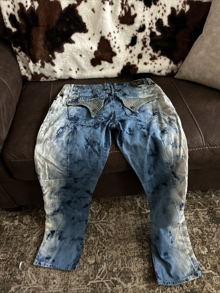 Robin Motor Flap Pocket Studded Rhinestone Robin's Jeans Size 36 Pants ...