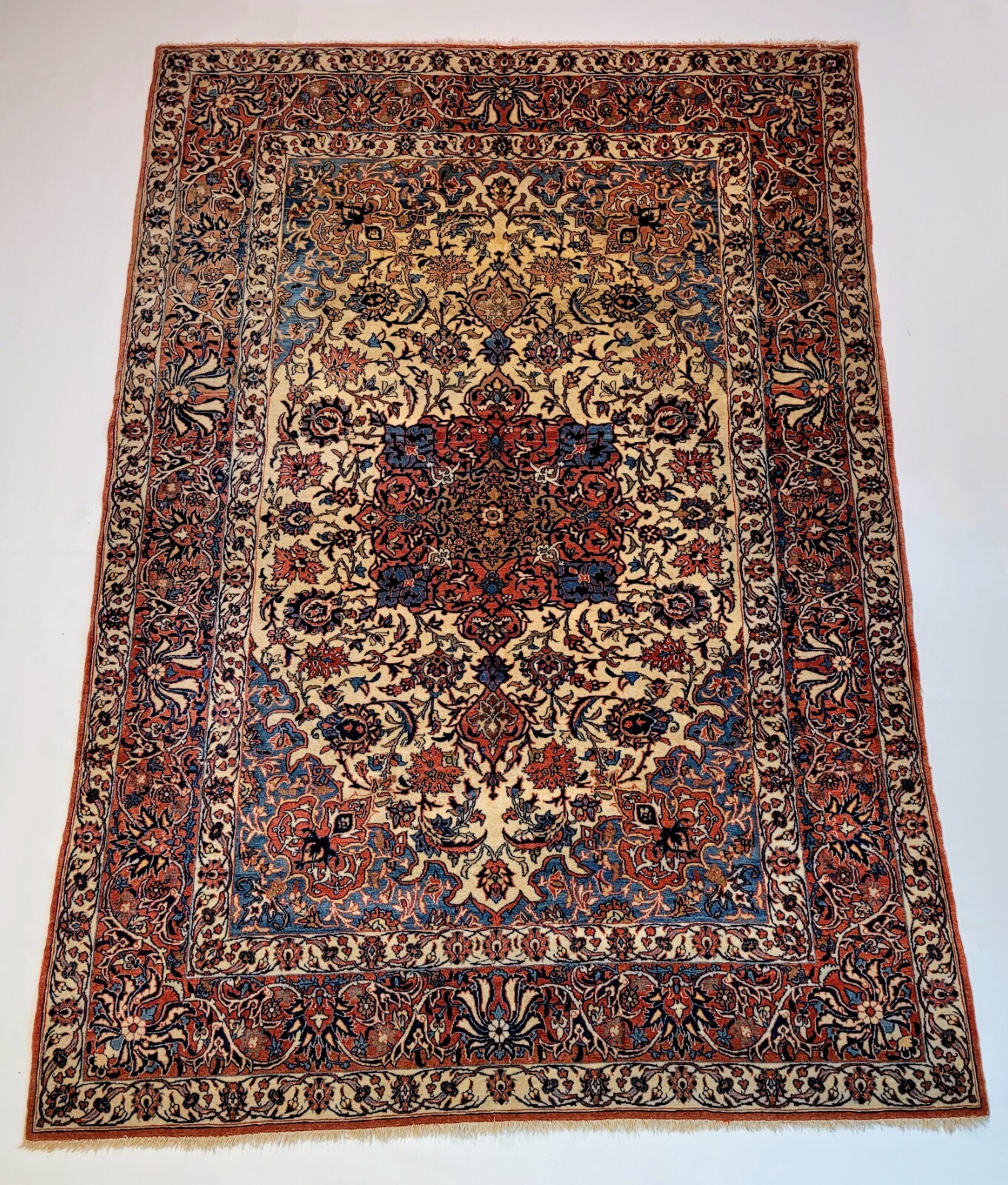 Fine Isfahaan Emami area Antique Rug Antique 7x5' Carpet Oriental ...