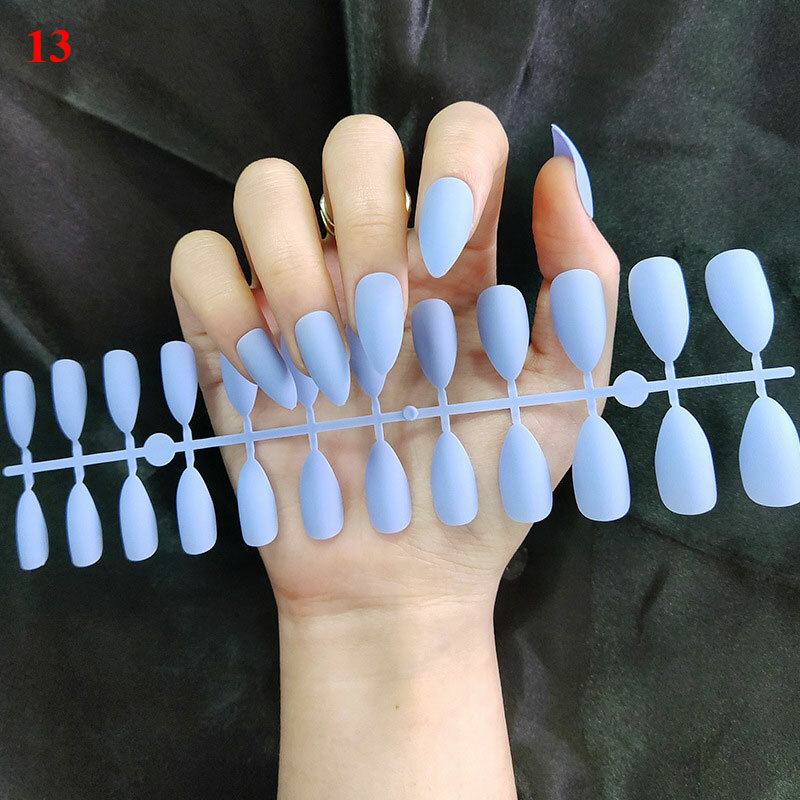 24 Pcs Matte Fake False Nails Tip Full Cover Reusable Ballerinas ...