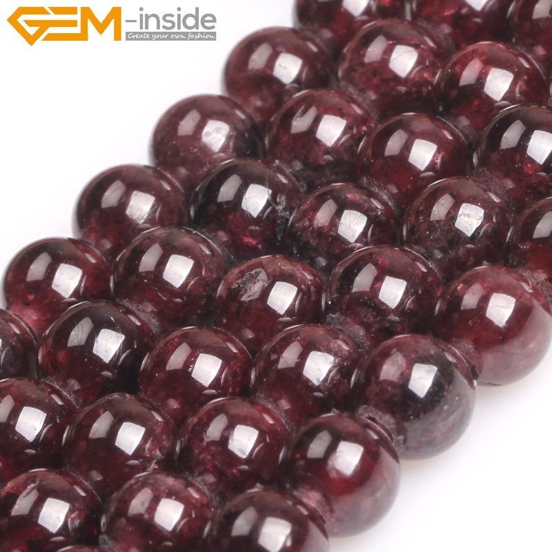 Natural Gemstone Round Dark Red Garnet DIY Beads For Jewelry Making 15 ...