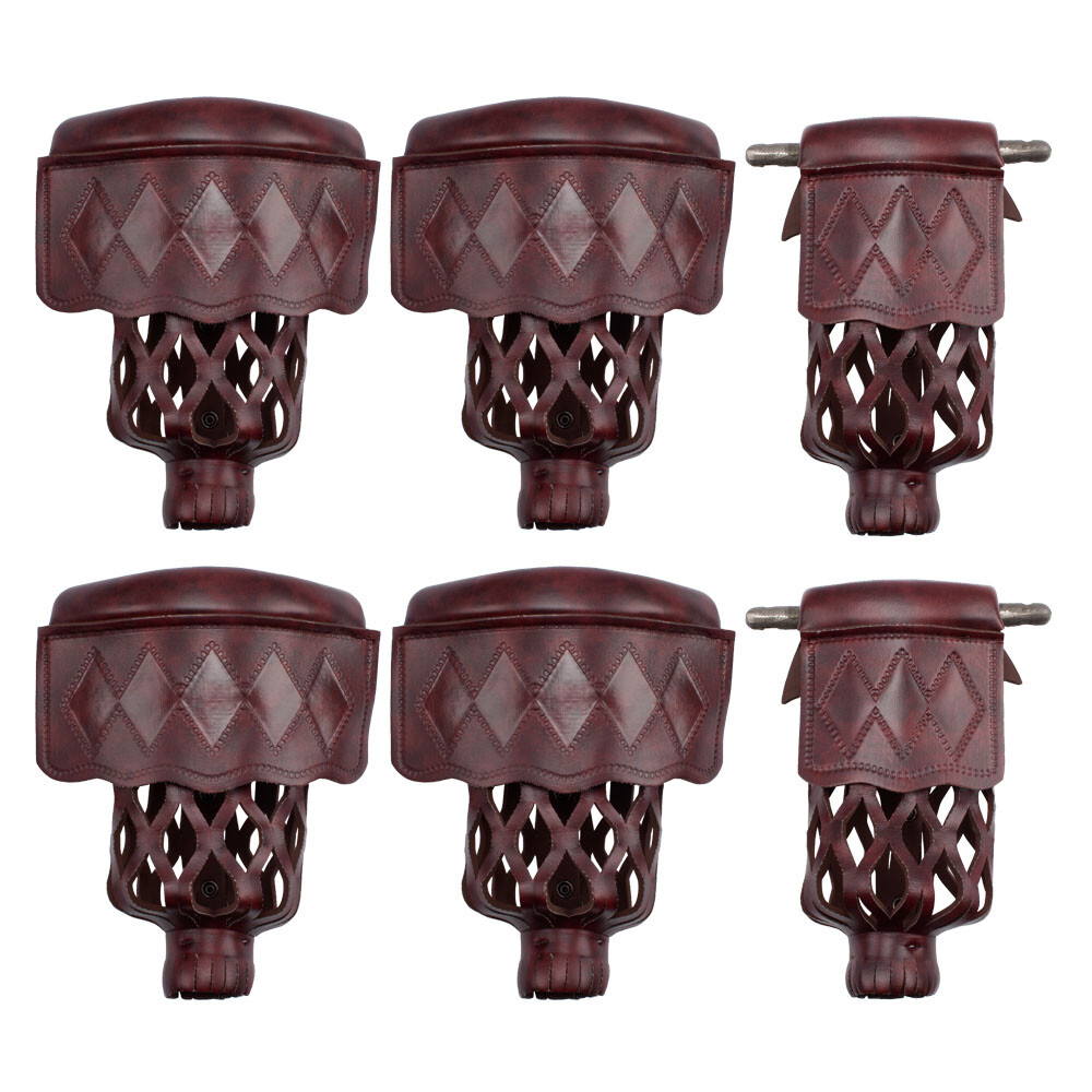Set of 6 Heavy Duty PU Leather Billiard Table Pockets (Dark Cherry ...