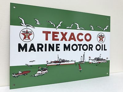 Texaco Marine Motor Oil Metal Advertising Sign Oil Gas Gasoline 18x12 ...