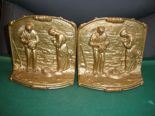 Antique 1928 The Angelus Call to Prayer set of Cast Iron Metallic ...