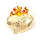 Flame Fire Barb Wire LOVE Heart Biker Tattoo Gold Chrome Metal Belt ...