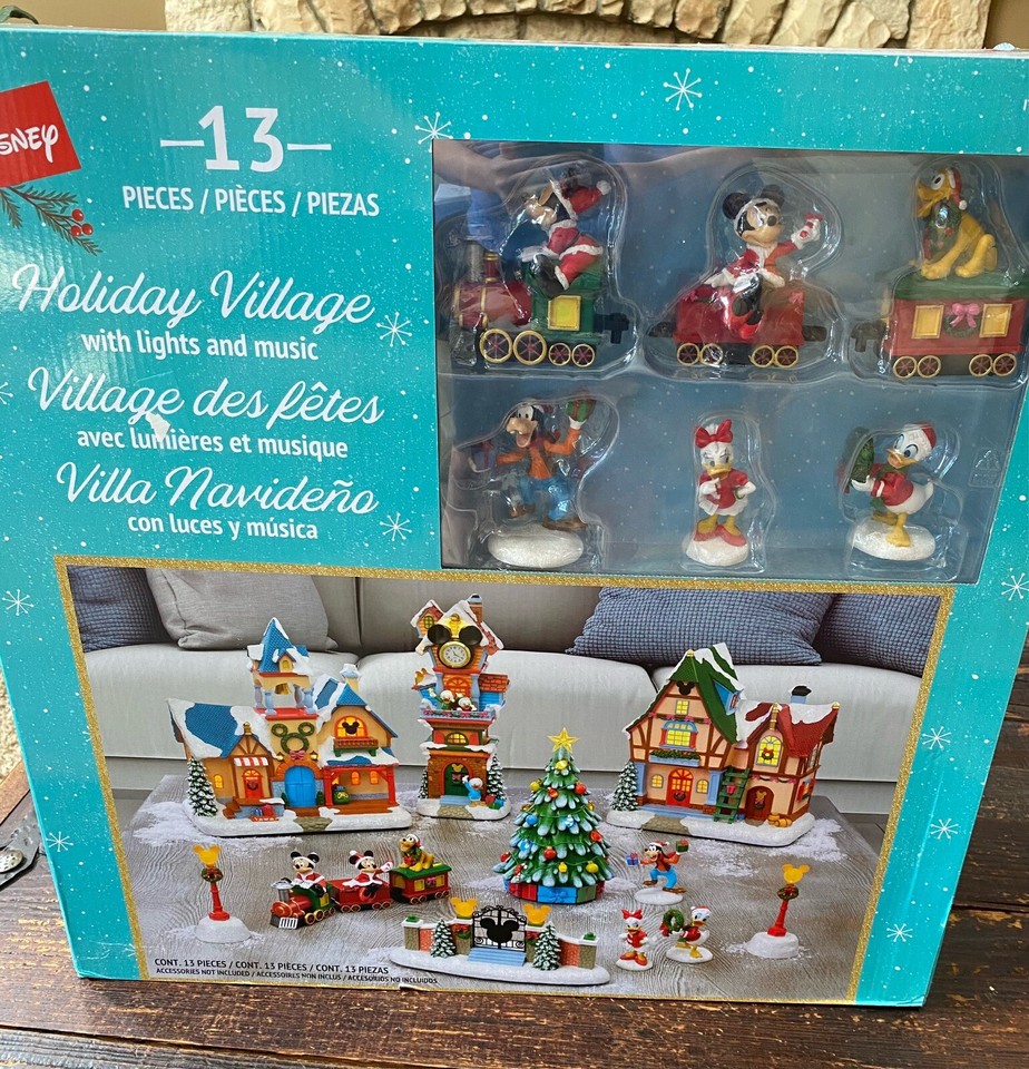 Disney Costco 13 Piece Holiday Village Christmas Set Mickey Minnie ...