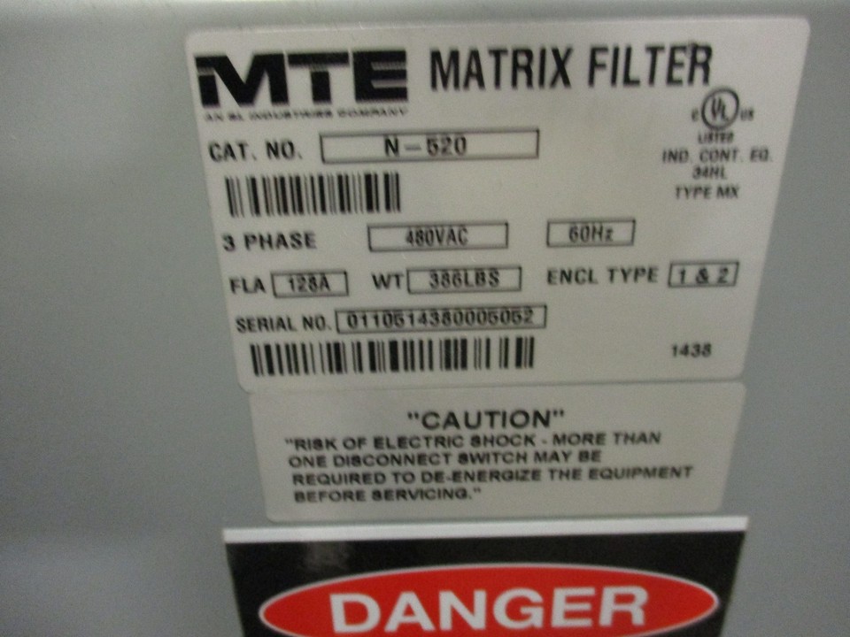 MTE Matrix Filter, N-520, 125 Amp, 480 Volt, 3 Phase - WARRANTY | eBay