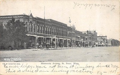 Postcard MN St. Peter Minnesota Avenue & Grace Street Nicollet Co ...