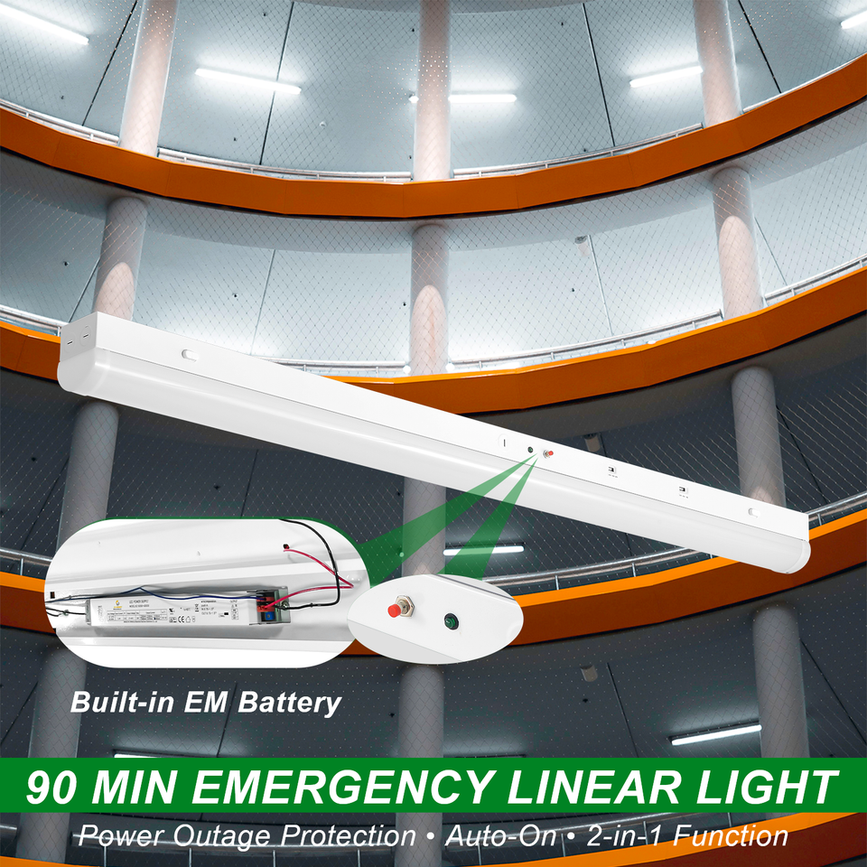 4FT LED Linear Strip Light Fixtures with Emergency Battery 40W/32W/24W ...