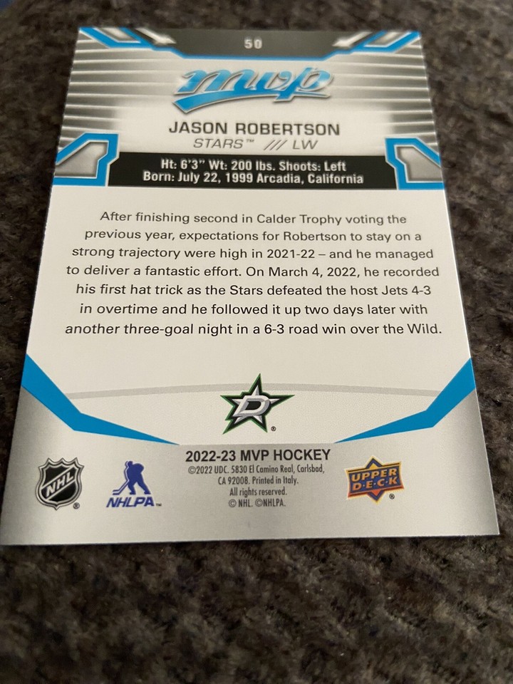 Jason Robertson 2022-23 Upper Deck MVP - #50 - Dallas Stars | eBay