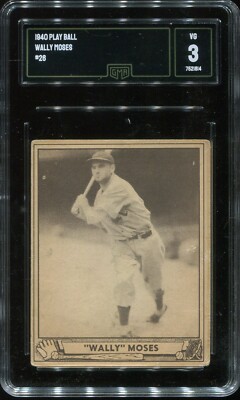 1940 Play Ball R335 #26 Wally Moses Philadelphia Athletics - GMA 3 VG ...