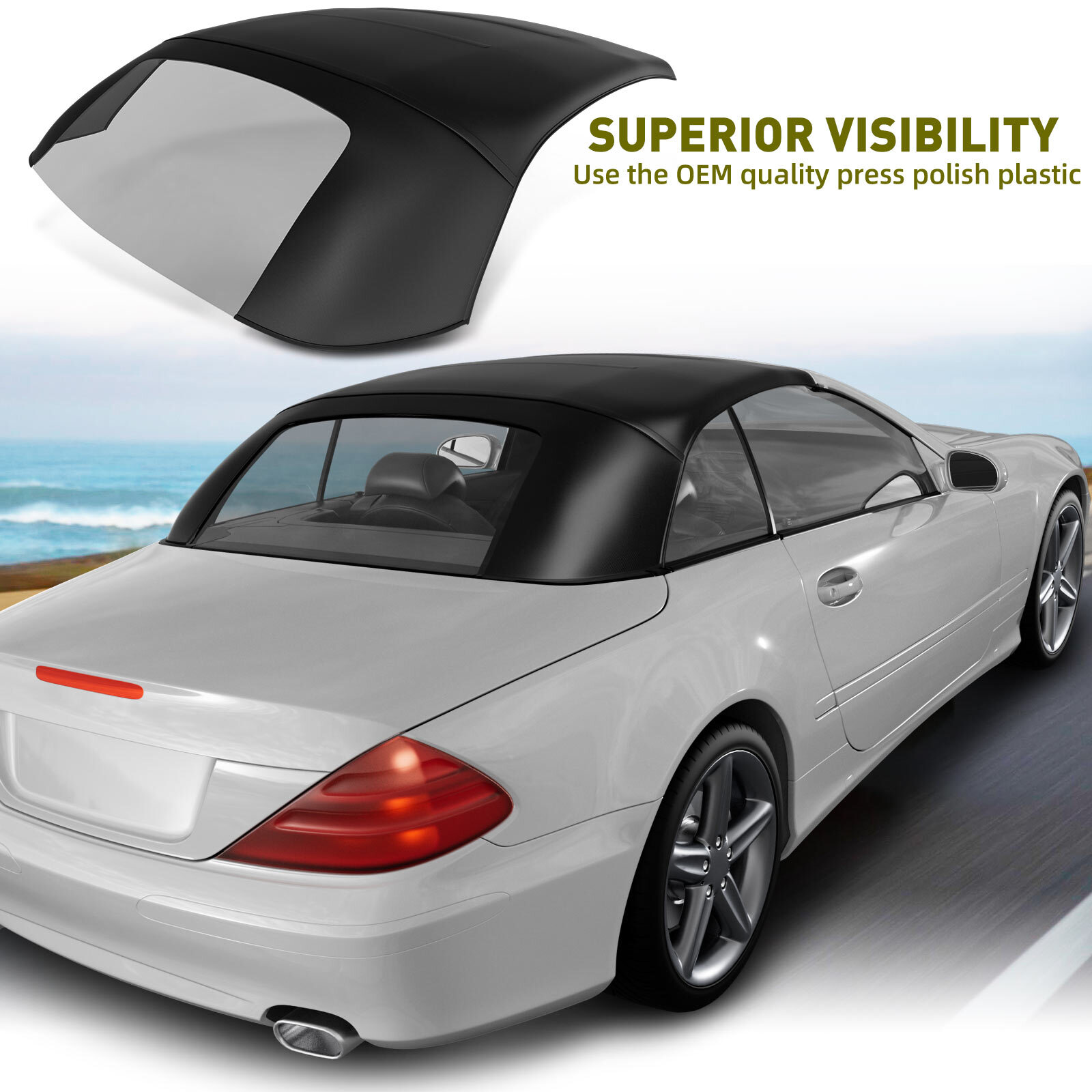 Black Convertible Soft Top for Mercedes-Benz CLK320 04-05 CLK350 06-09 ...
