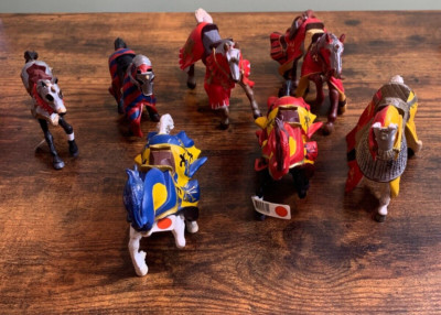 Papo Safari Plastoy Medieval Knight War Horse Mount Figure Lot of 7 w ...