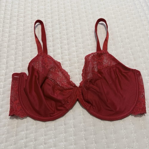 Wacoal Bra 38DD Lace Trim Underwire Full Coverage Red 851127 Underwire ...