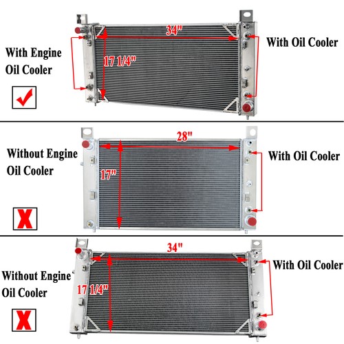 3 Row Radiator For 99-2014 Chevy Silverado 1500 2500 Suburban 4.8L 5.3L ...