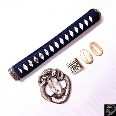 Japan Sword Parts 26cm Tsuka Copper Brass Tsuba Japanese Samurai Katana ...