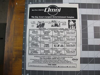 vtg music event flyer - Omni Stone calendar Canned Heat Fishbone OMN ...