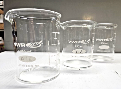 3 VWR Glass Class A 250mL Dual Scale Graduated Low Form Griffin Beaker ...