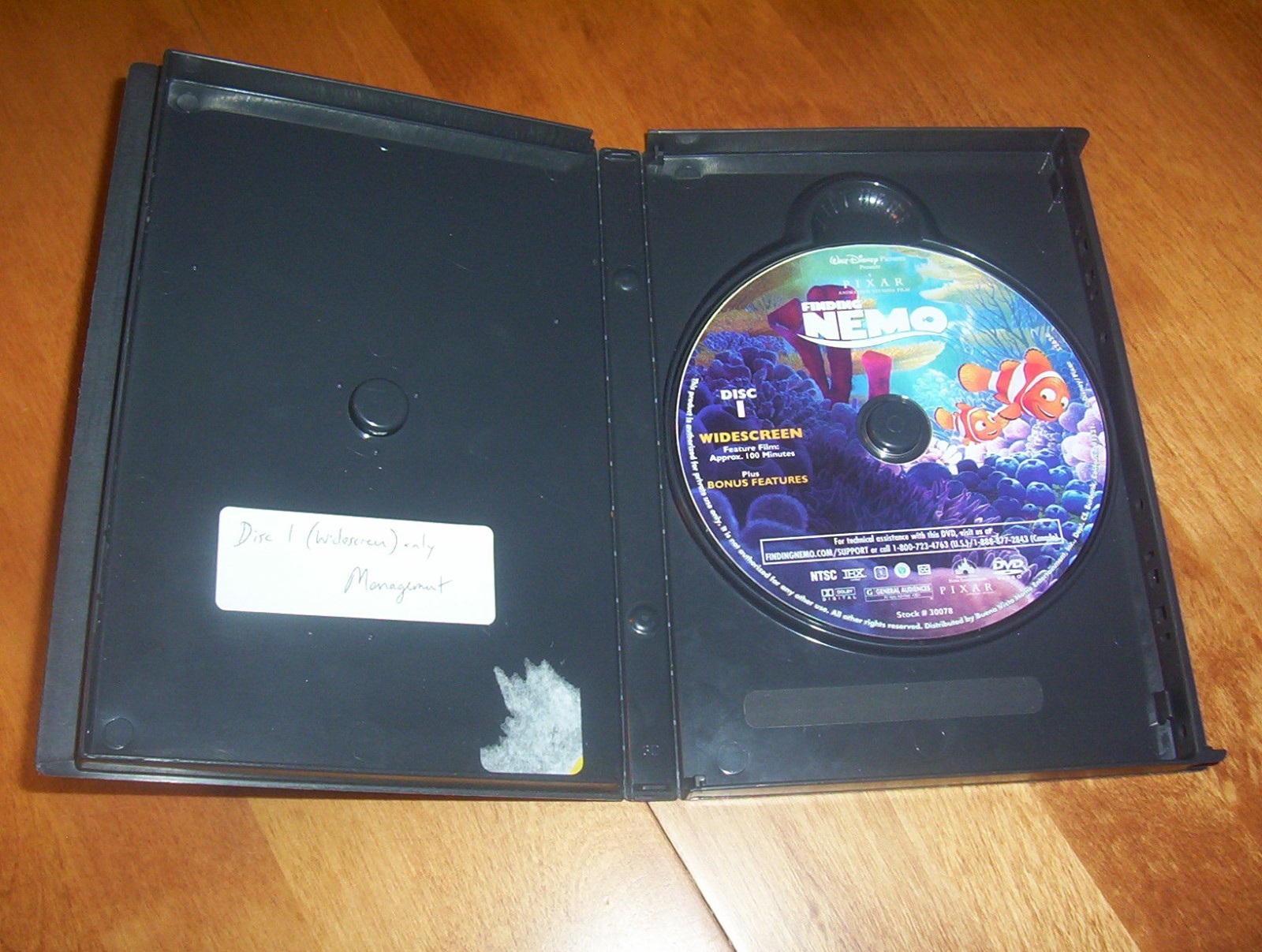 FINDING NEMO WIDESCREEN Single DVD Walt Disney Pixar Disney's Animated ...