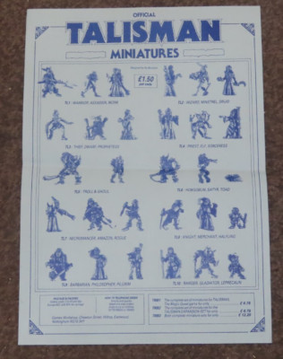 Games Workshop Citadel Talisman Miniatures Flyer Mail Order VGC Poster ...
