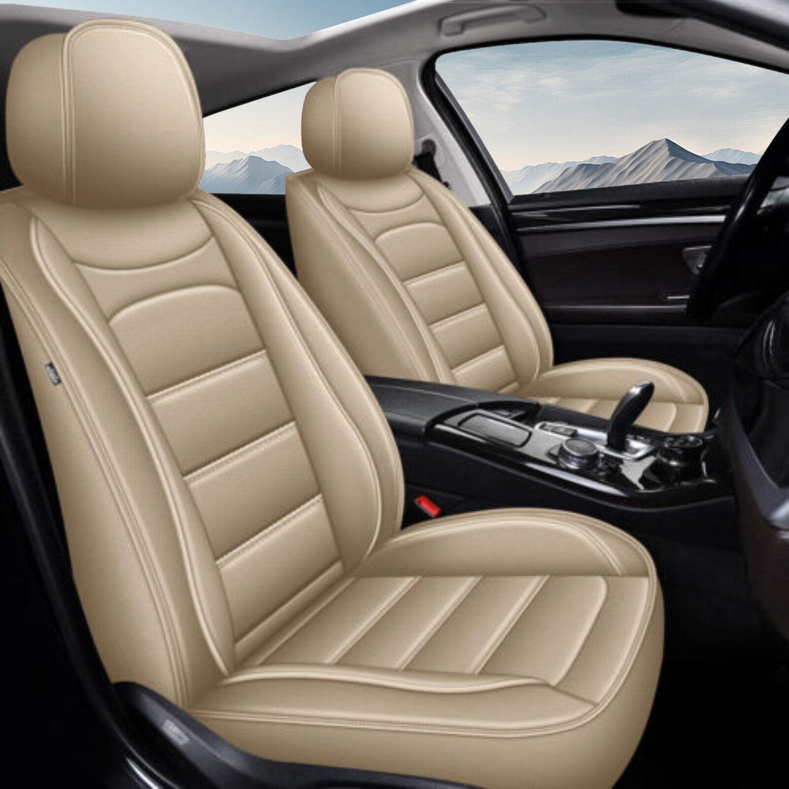Luxury Universal Front Row 2-Seats Car Seat Covers PU Leather Cushion ...