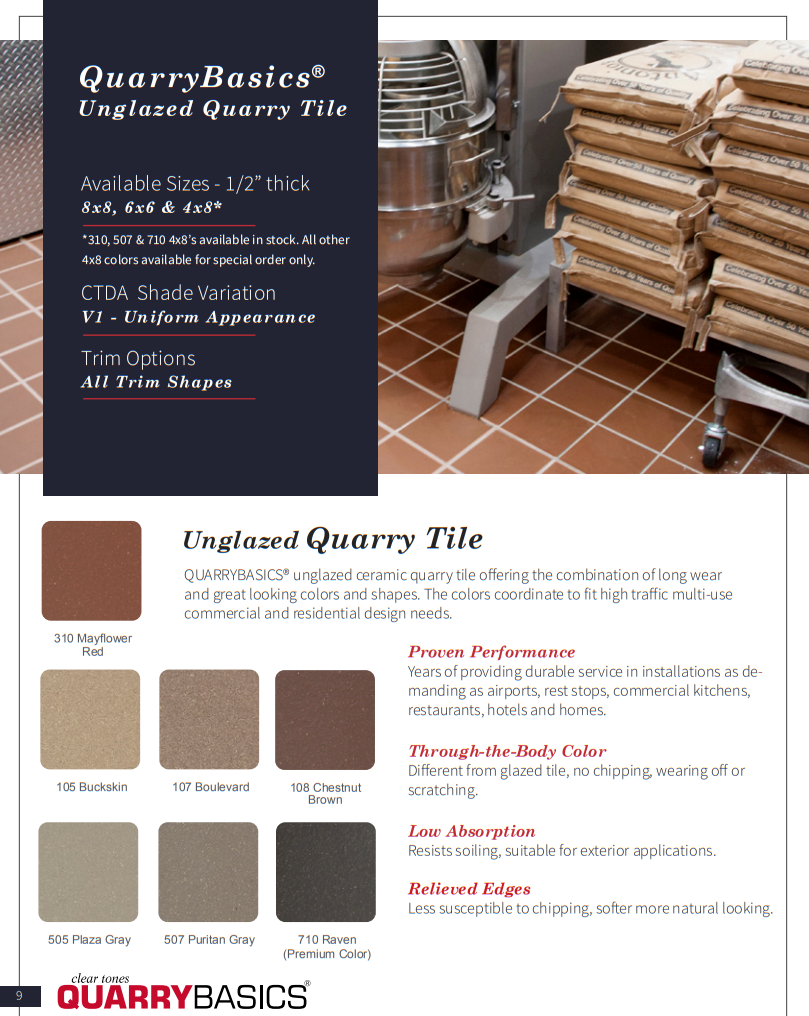 METROPOLITAN QUARRY TILE MAYFLOWER 310 8X8 7.1SF/CS 5 CASES UNGLAZED ...