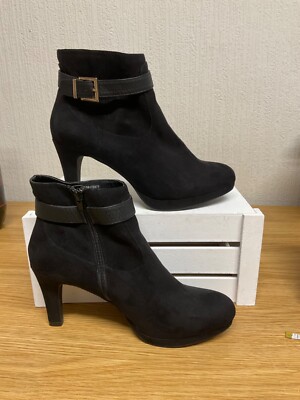The Collection Debenhams- Black Suede Feel Almond Toe Heeled Ankle ...