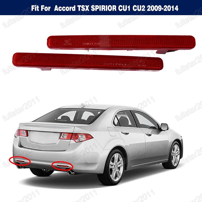 Pair Rear Bumper Reflectors Light For Honda Accord TSX SPIRIOR CU1 CU2 ...