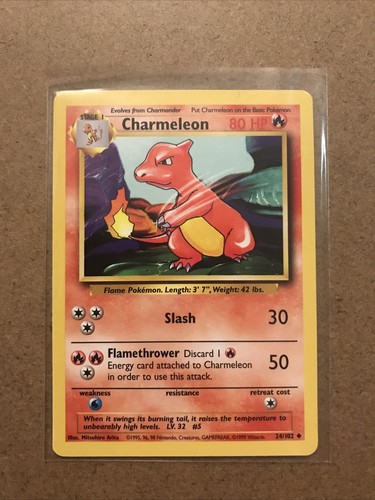 Extremely RARE Stage 1 Pokemon Charmeleon Card 24/102, 1995 | eBay