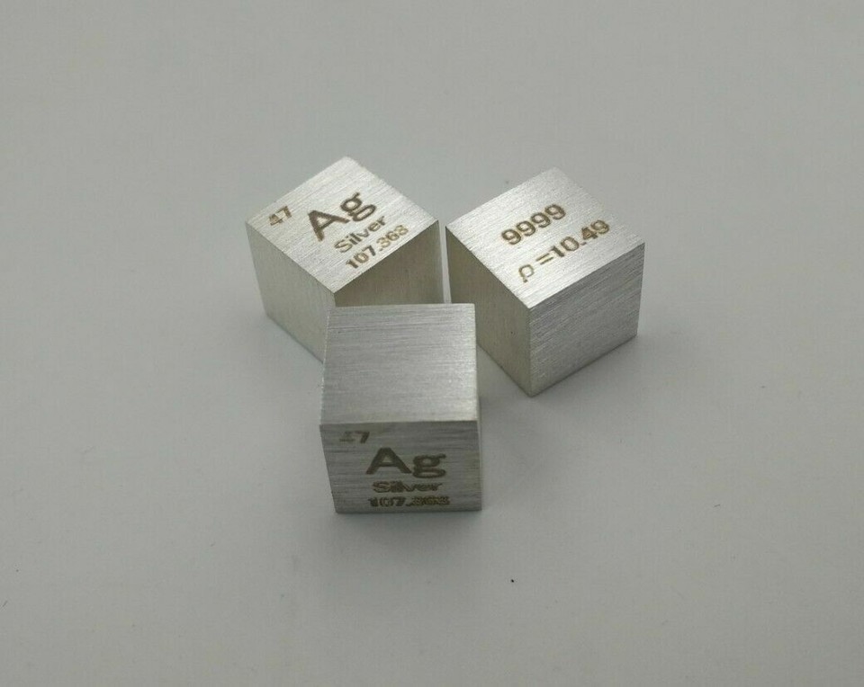 1 inch Metal silver Cube 99.99% Pure Ag Density Cube Specimen Element ...