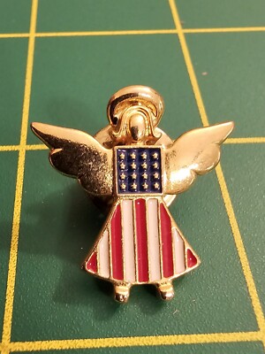 USA American Flag Angel Halo Patriot Pin Gold Tone Lapel Enamel | eBay