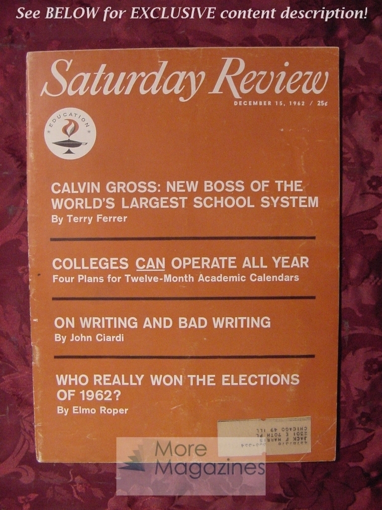 Saturday Review December 15 1962 ELMO ROPER JOHN CIARDI John Coltrane ...