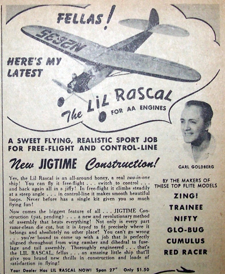 LIL RASCAL PLANS to Build Both a 27" & a 36" UC / FF / RC 1/2A Model ...