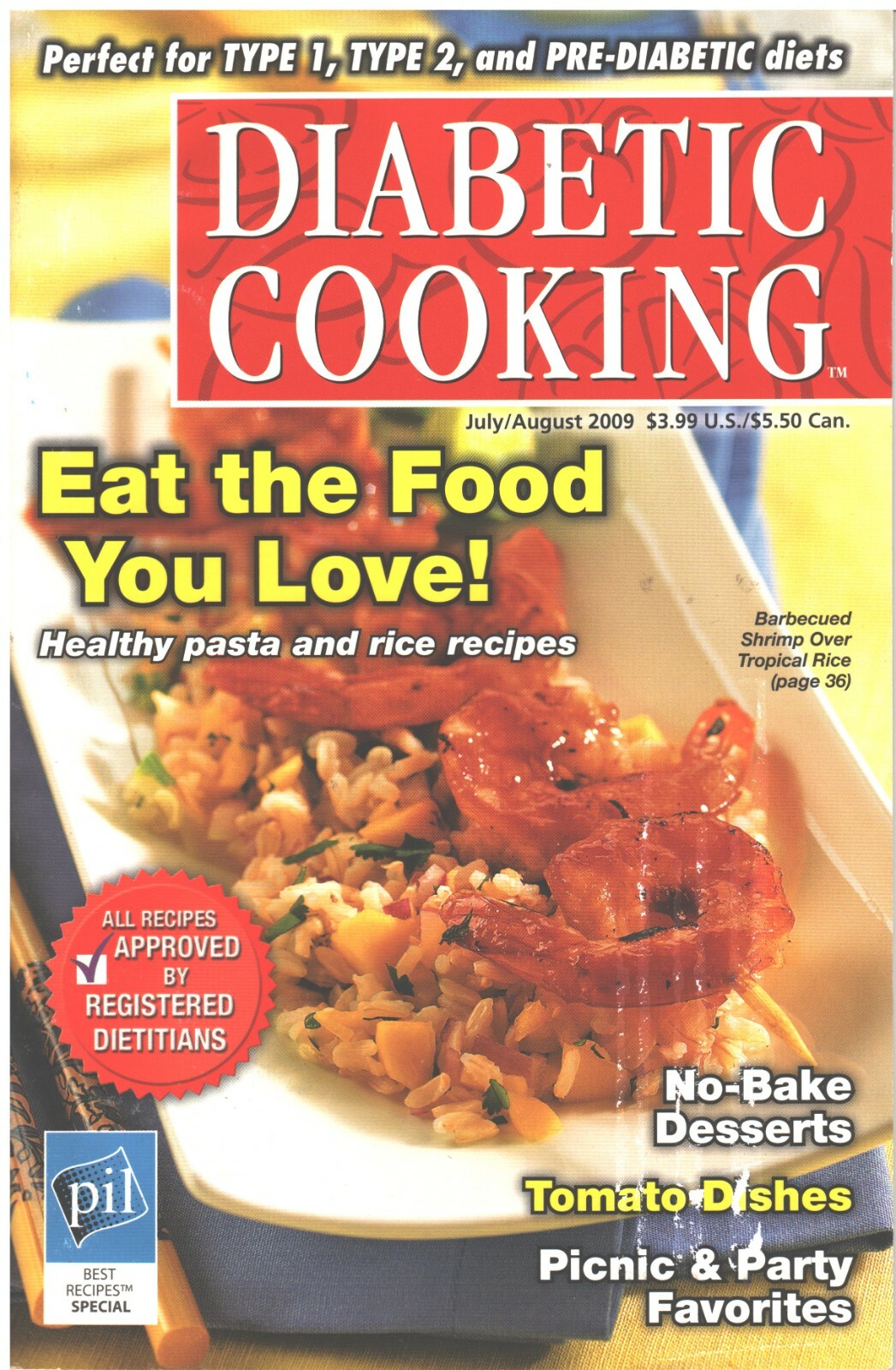 DIABETIC COOKING Magazine July August 2009 Healthy Pasta Rice No Bake ...