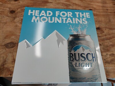 Busch Light Beer Head For The Mountains Metal Tin Tacker Bar Pub Sign ...