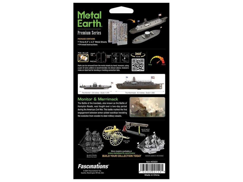 USS MONITOR & USS MERRIMACK IRONCLAD SHIPS STEEL MODEL KIT BY METAL ...
