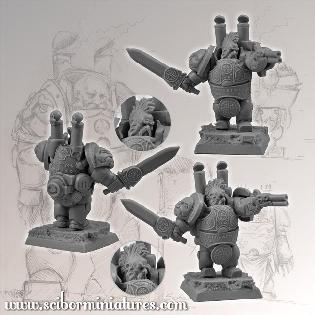 Scibor Miniatures 28mm ~ Dwarves ~ Dwarf Steam Guard / Armor Set (x5 ...