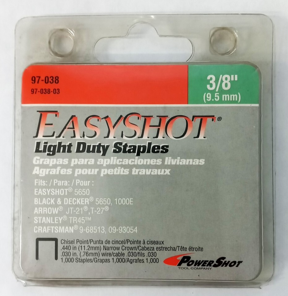 Powershot 3/8" Light Duty Staples Fits Arrow Craftsman 5000pcs (5pks ...