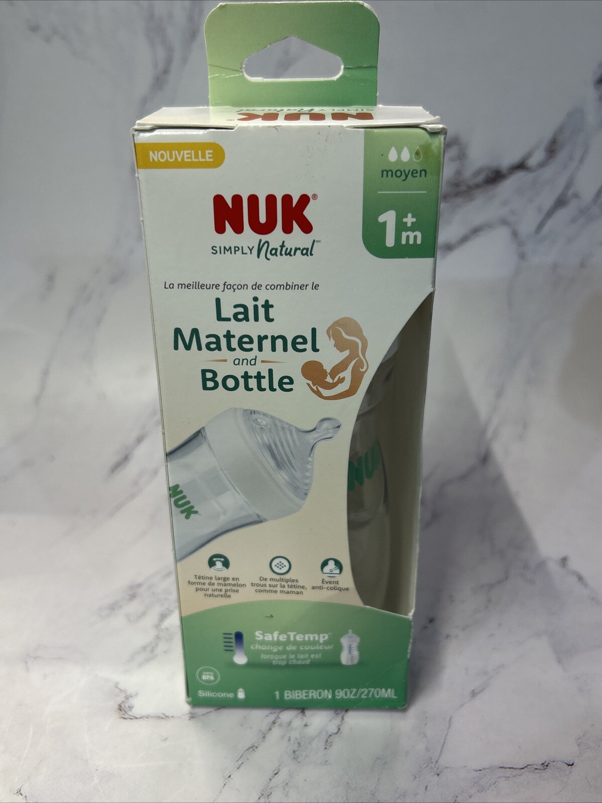 Simply Natural Nuk Breast and Bottle 1+ Months Medium Flow 9 oz Brand ...