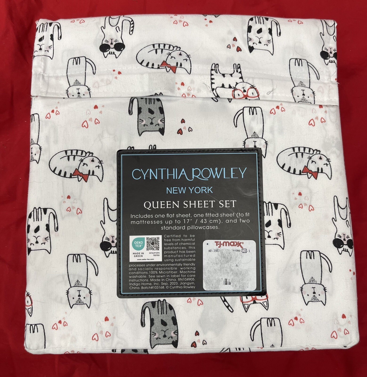 Cat Sheets- NWT Cynthia Rowley Queen Size Valentines Day Cat Sheet Set ...