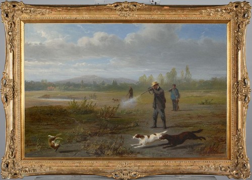 Handmade Old Master-Art Antique Oil Painting Animal Huntsmen hound dogs | eBay