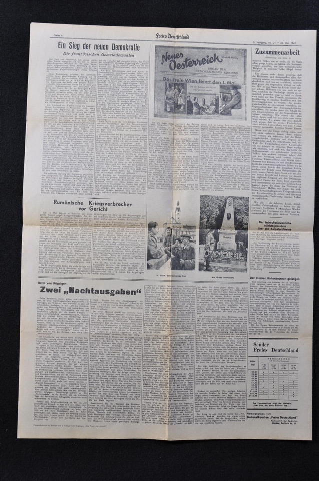 Original WWII Red Army Newspaper Freies Deutschland BERLIN 1945 - RARE ...