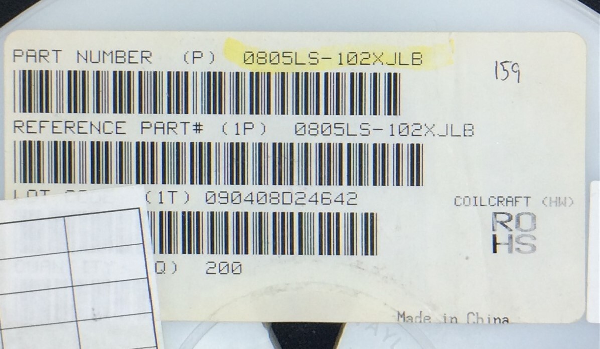 0805LS-102XJLB COILCRAFT RF inductor Ferrite Core 5% SMT RoHS 15 PIECES ...