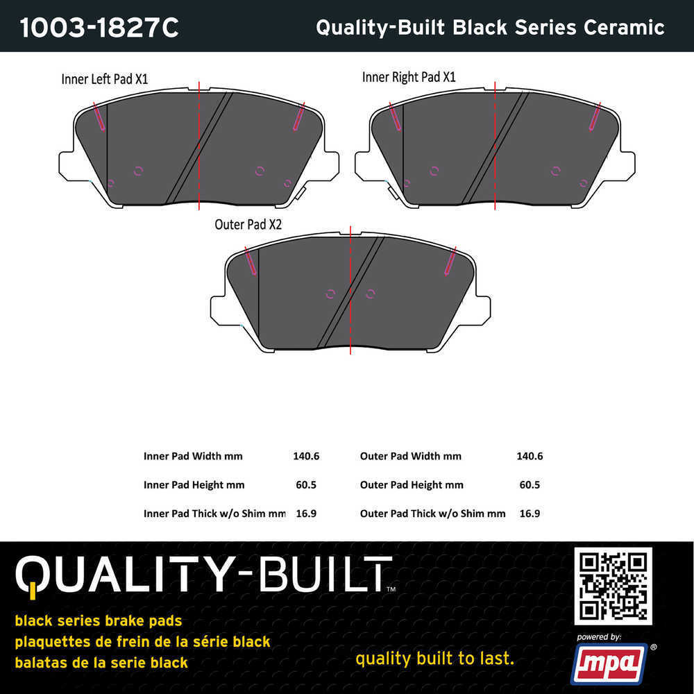 Disc Brake Pad Set-Black Series Ceramic Brake Pads Quality-Built 1003 ...