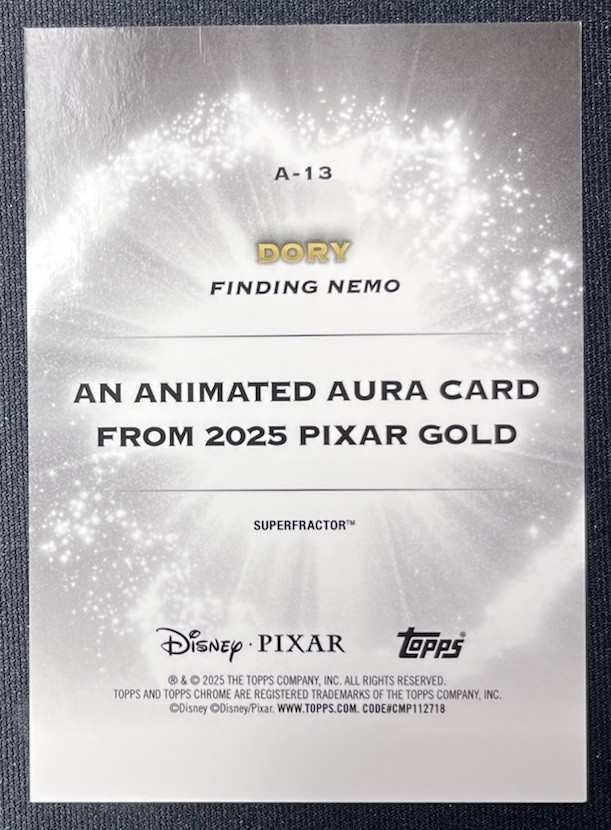 2025 Topps Pixar Gold Dory A-13 Animated Aura Superfractor 1/1 | eBay